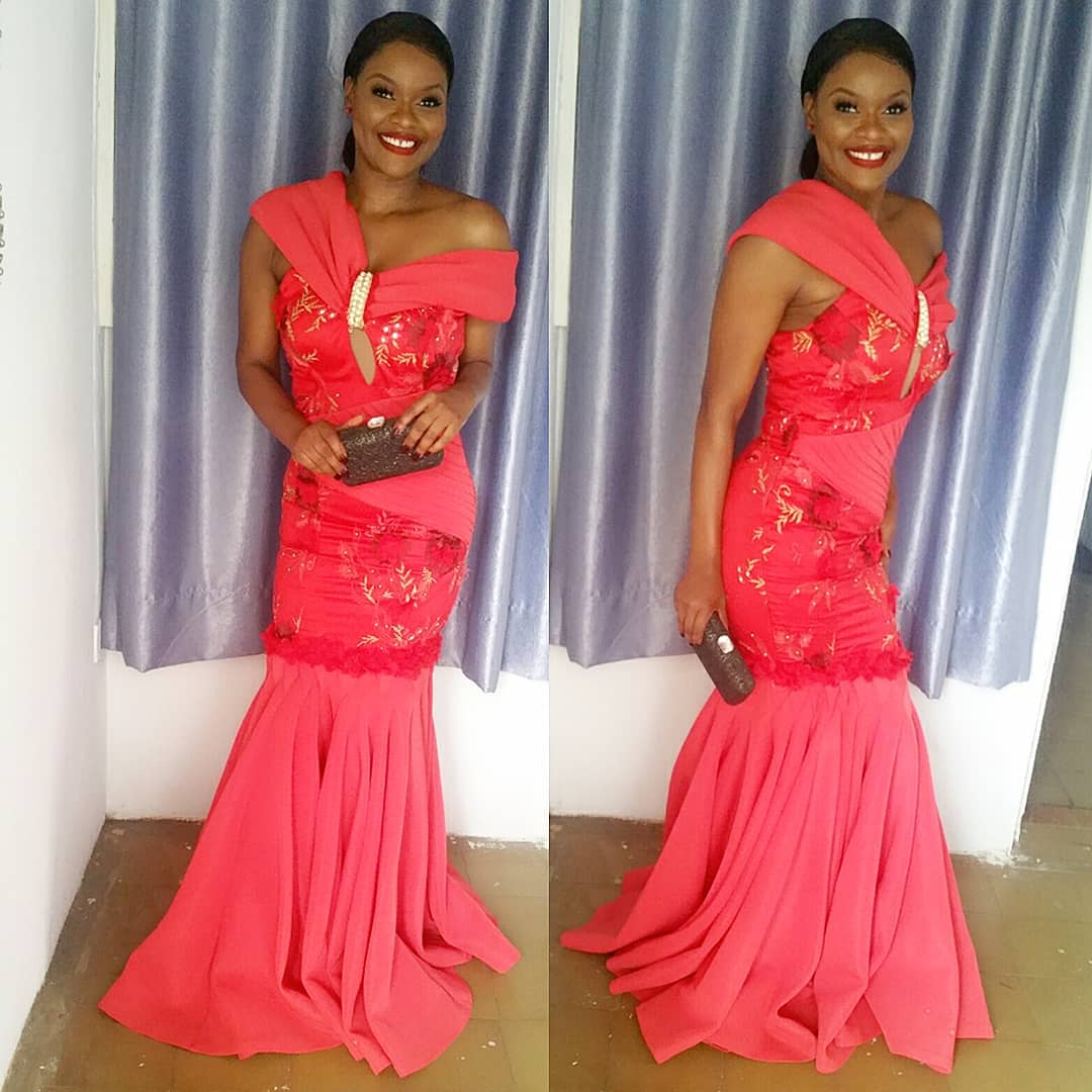 kehinde bankole in red | FabWoman